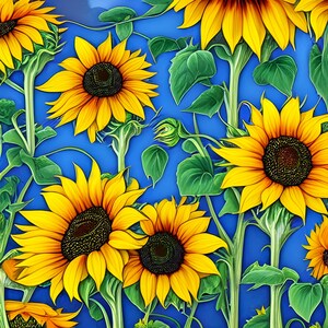 Sunflower Digital Paper - Sunflowers Digital Art, Scrapbook Paper, Junk ...
