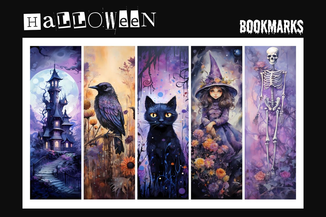 Halloween Watercolor Bookmarks - PNG Printable - Etsy