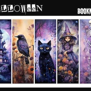 Halloween Watercolor Bookmarks - PNG Printable - Etsy