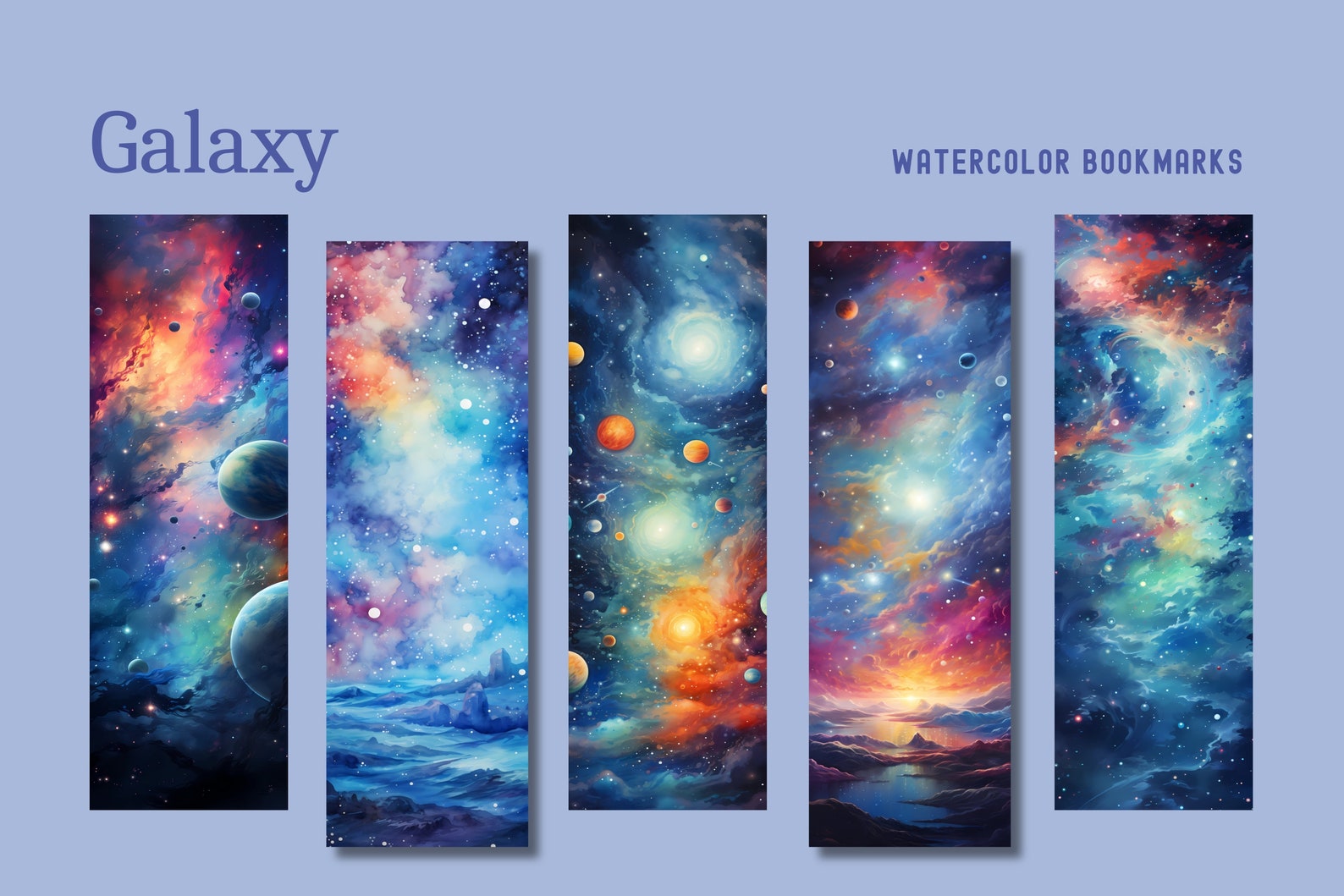 Galaxy Watercolor Bookmarks - Space, PNG, Sublimation - Etsy