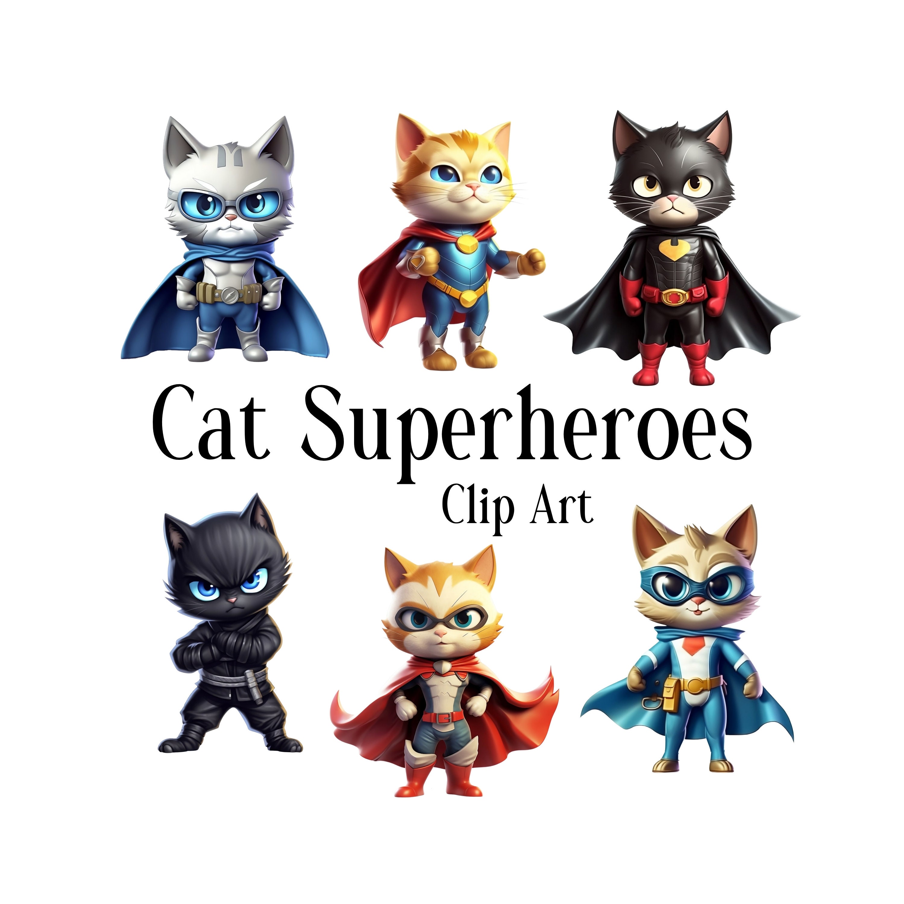Cat Superheroes Clip Art - Cats, Superhero, Clipart, Scrapbook, Cards ...