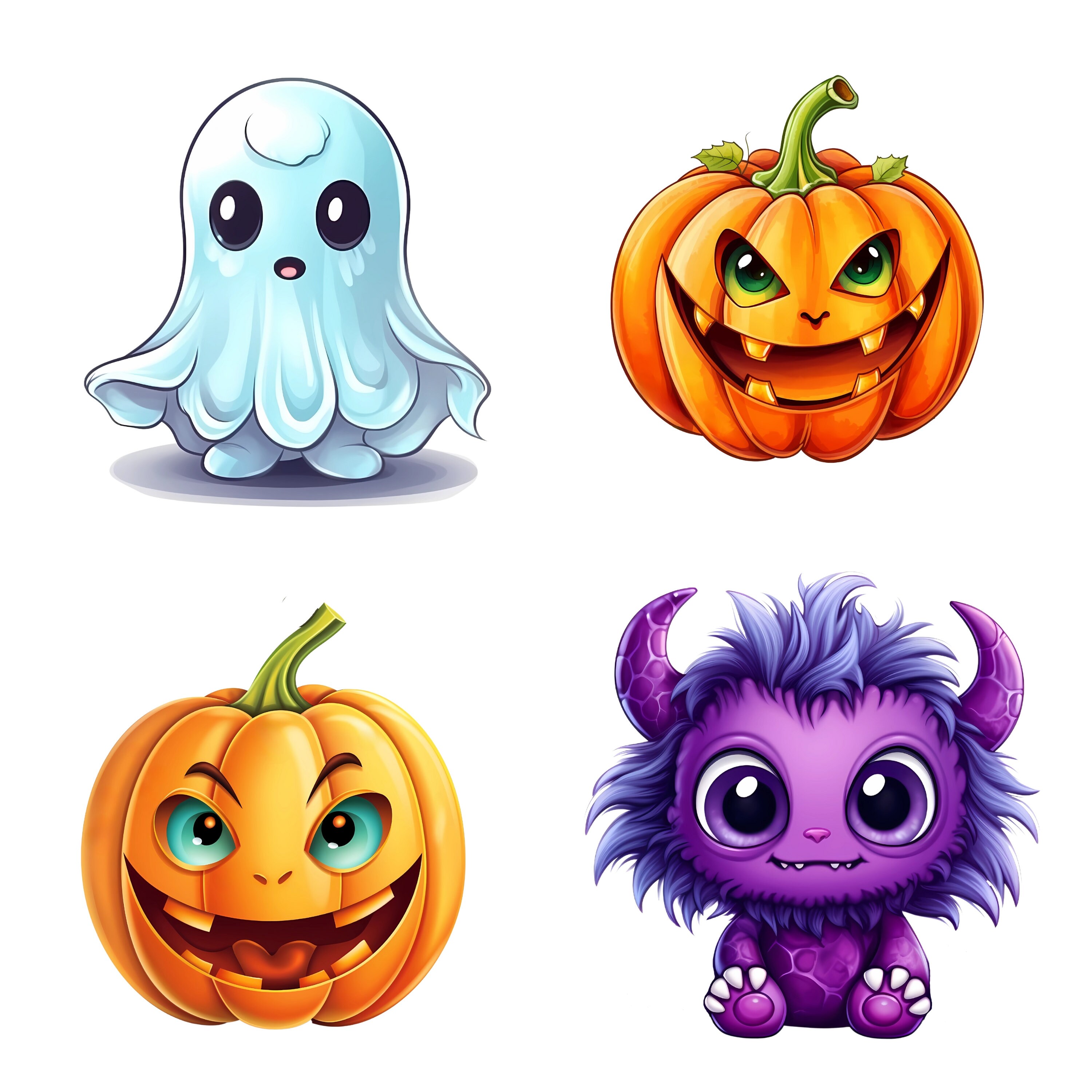 Chibi Halloween Clip Art Witches, Vampires, Ghost, Skeletons, Monsters ...