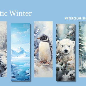 Arctic Watercolor Bookmarks, Bookmark PNG, Winter Sublimation, Arctic ...