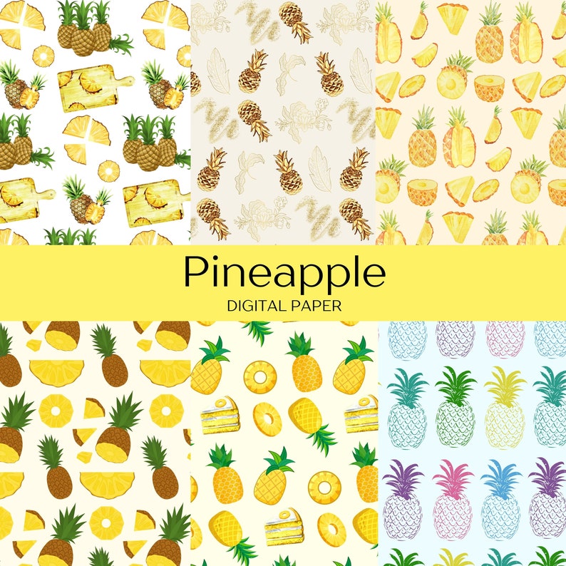 Pineapple Digital Paper - Pineapple Scrapbook Paper, Craft Paper ...