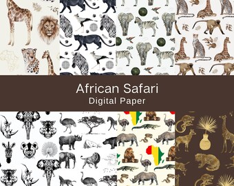 Africa Sunset, Digital Paper, Seamless Patterns, Safari Scene, African ...