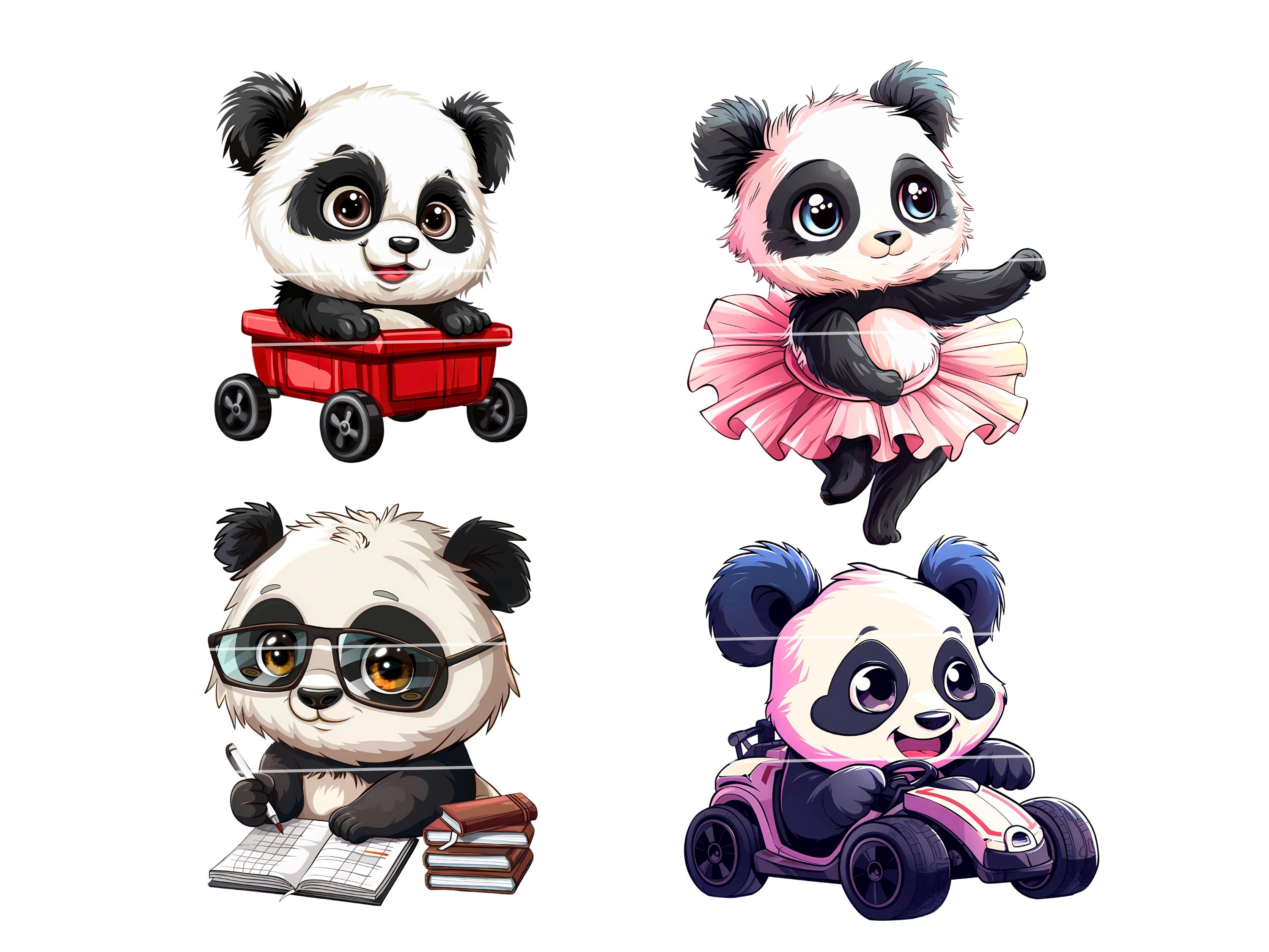 Kawaii Panda Clip Art Chibi Pandas, Clipart, Scrapbook, Cards ...