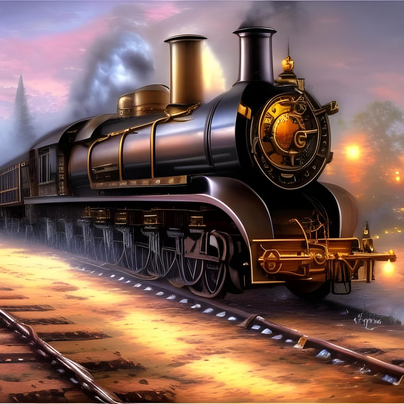 Trains Digital Paper Scrapbooking Paper, Junk Journal, Background, Wall ...