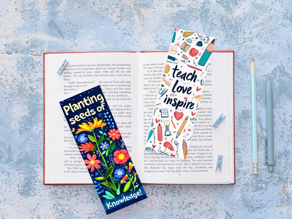 Teacher Bookmarks: Primary School Gift, Inspirational Quotes (PNG) - Etsy