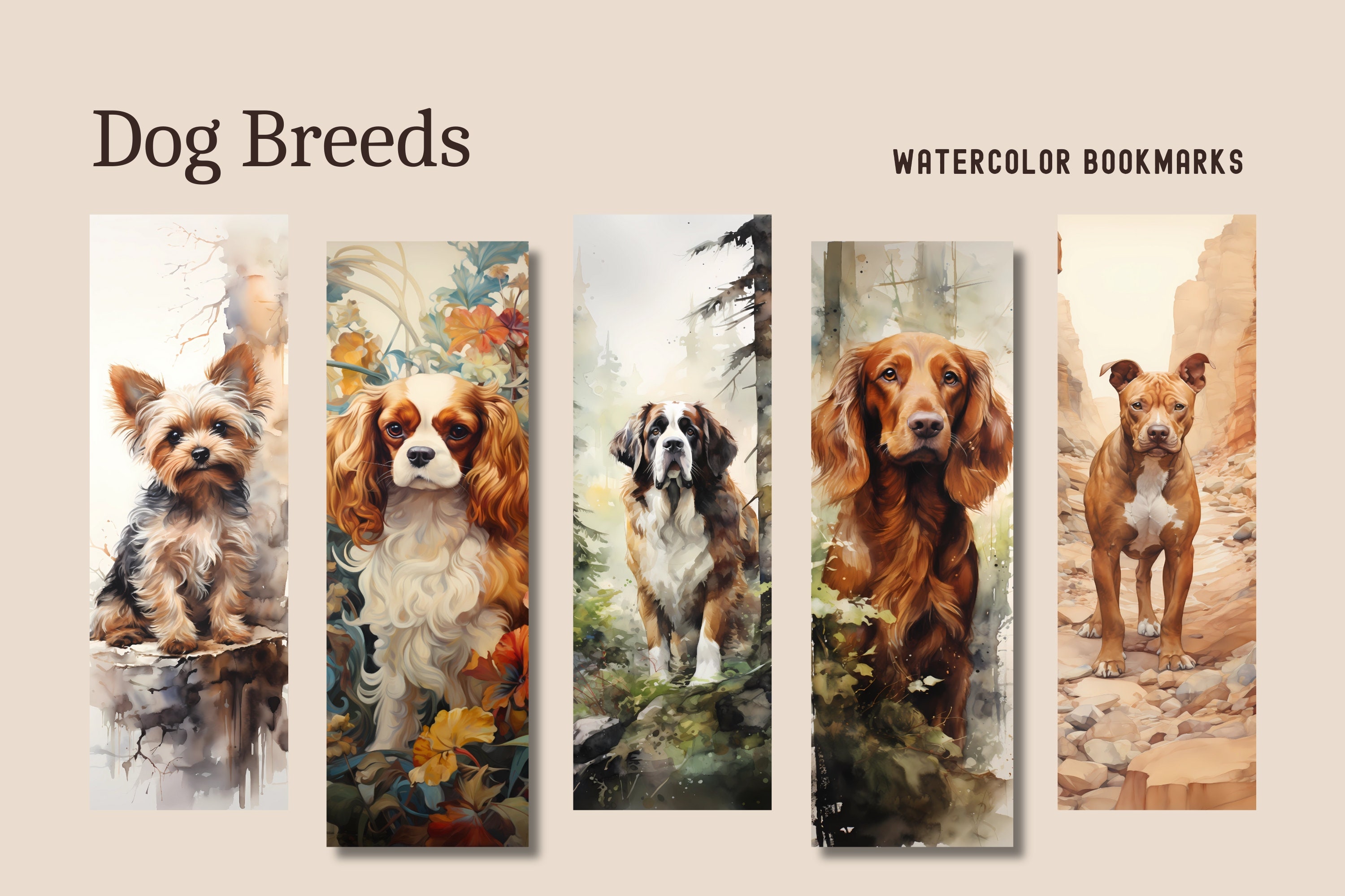 Dog Breeds Watercolor Bookmarks, PNG, Sublimation - Etsy