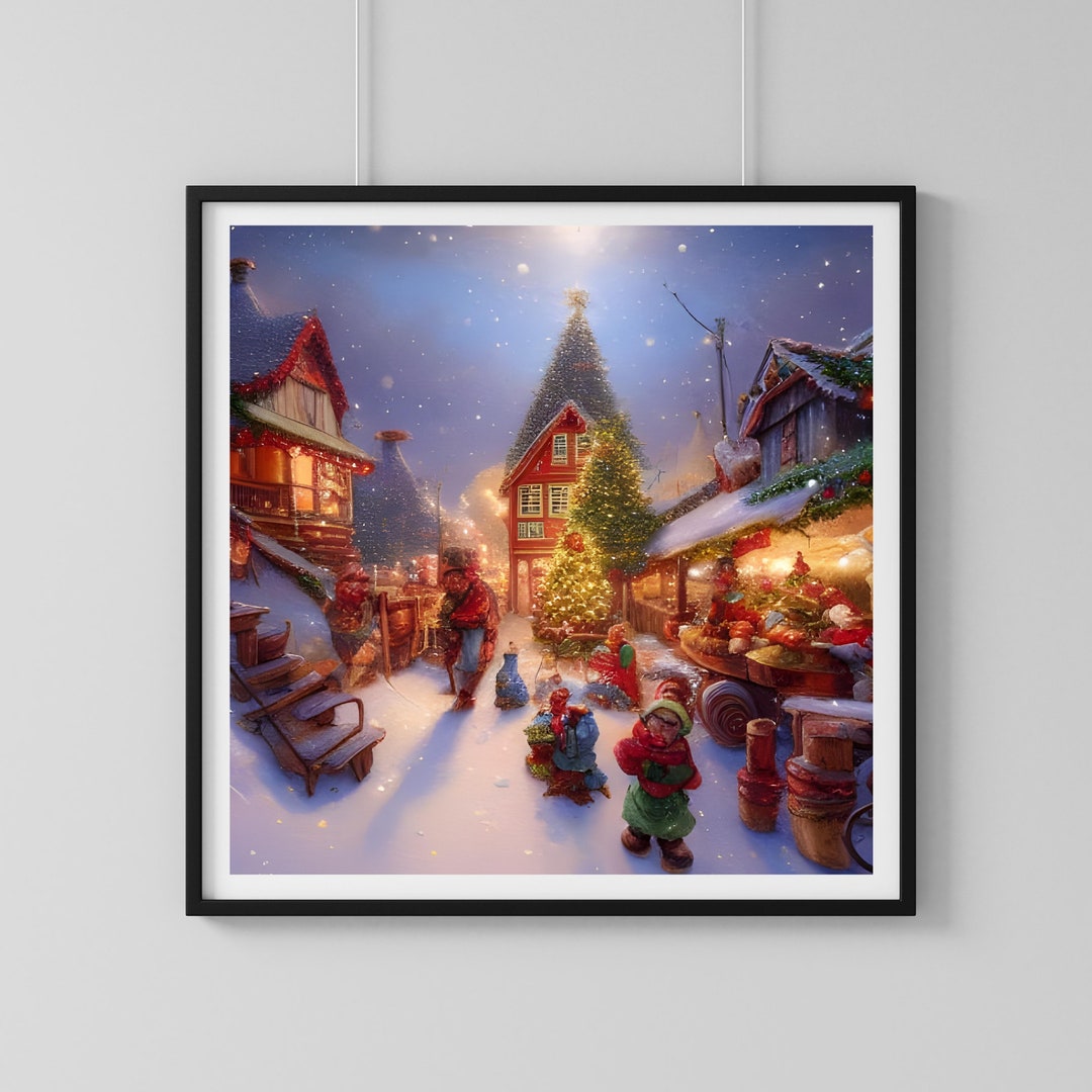 Christmas Village - Digital Art, Wall Art, Poster, AI Art, Printable ...
