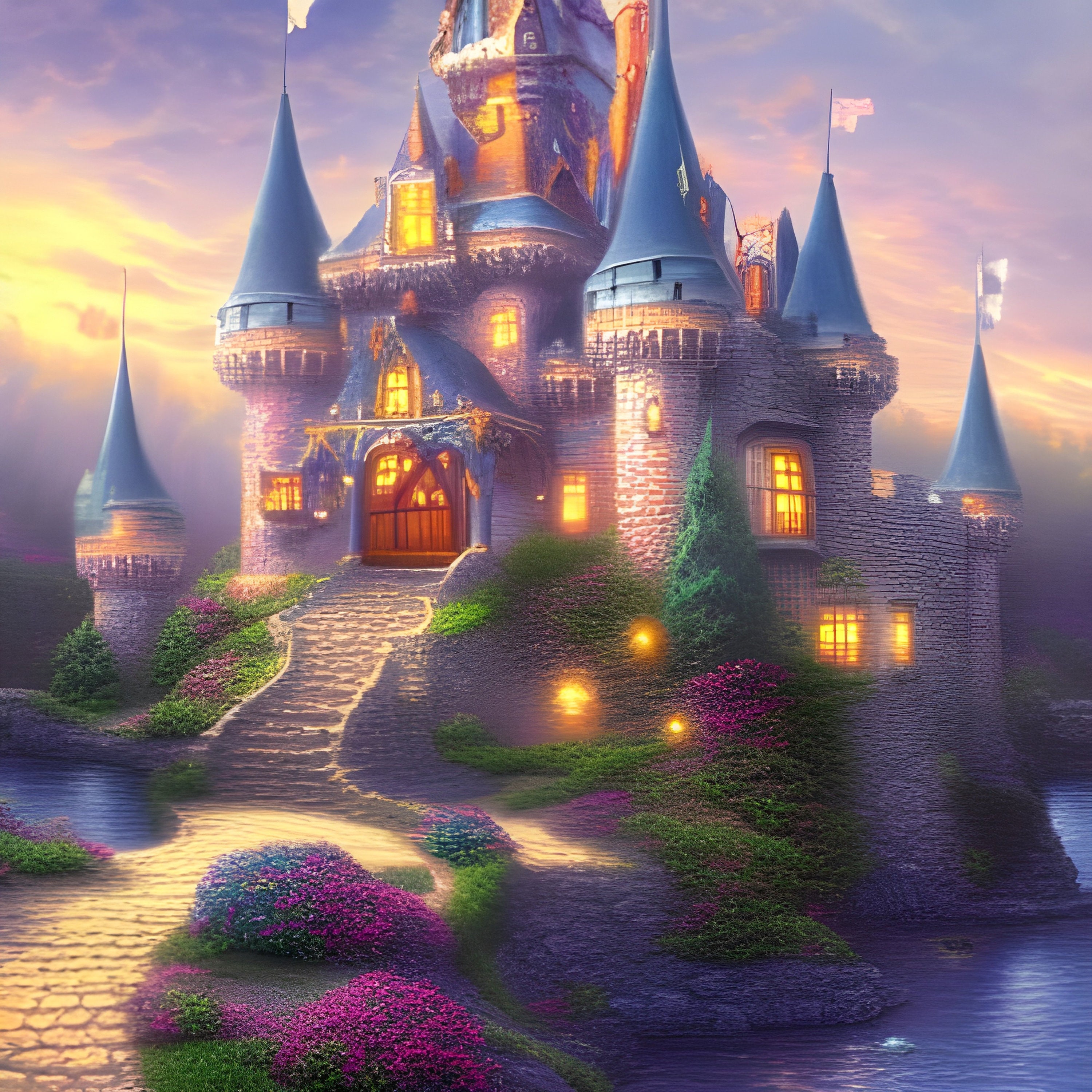 Fairytale Castle Digital Paper: AI Art Scrapbook (instant Download) - Etsy