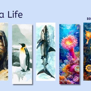 Sea Life Bookmarks - Ocean Animal PNG, Marine Life Sublimations - Etsy