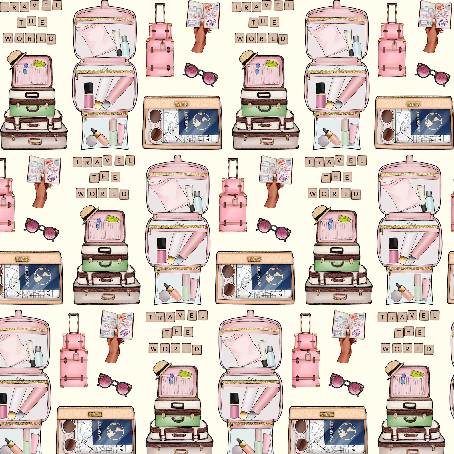 Travel Digital Paper Travel Scrapbook Paper, Vacation Pattern Paper ...