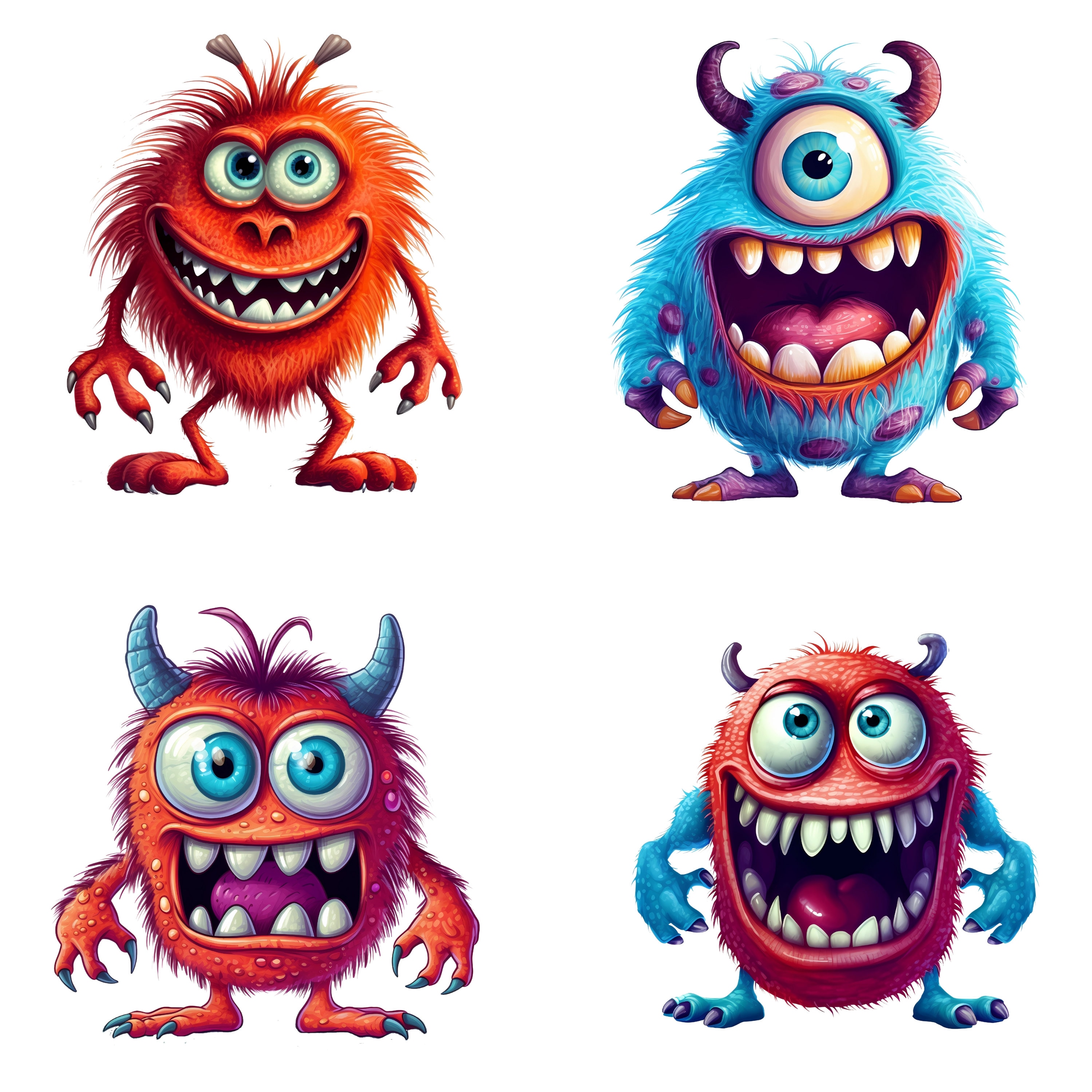Cute Monsters Clip Art Monster Clipart Scrapbook Cards - Etsy