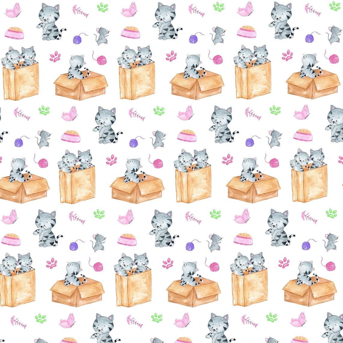 Cats Digital Paper Cute Cats Patterned Paper Scrapbook - Etsy