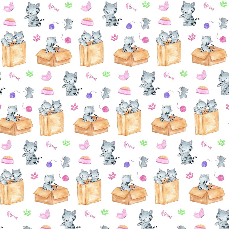 Cats Digital Paper Cute Cats Patterned Paper Scrapbook - Etsy