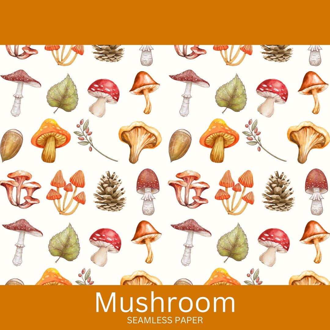 Mushroom Seamless Paper - Mushroom Digital Paper, Scrapbooking Paper ...