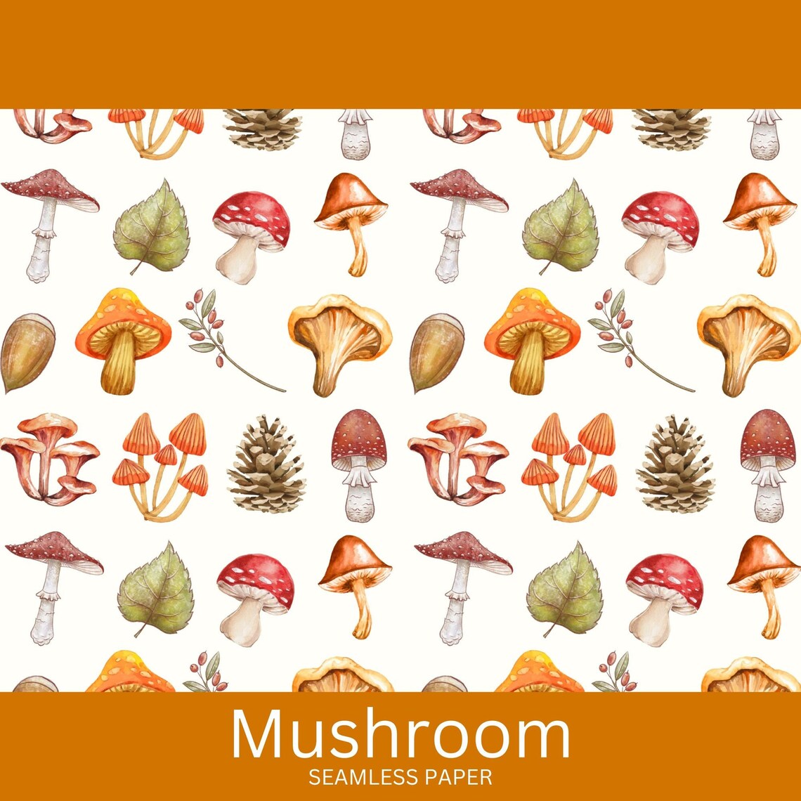 Mushroom Seamless Paper Mushroom Digital Paper, Scrapbooking Paper ...