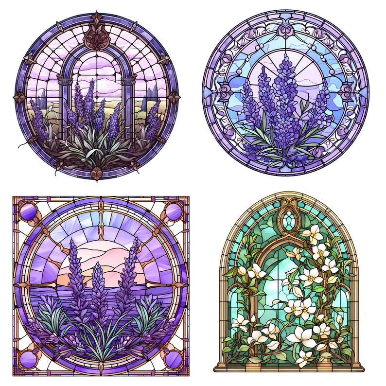 Floral Stained Glass Windows Clip Art Stained Glass, Flowers, Colorful ...