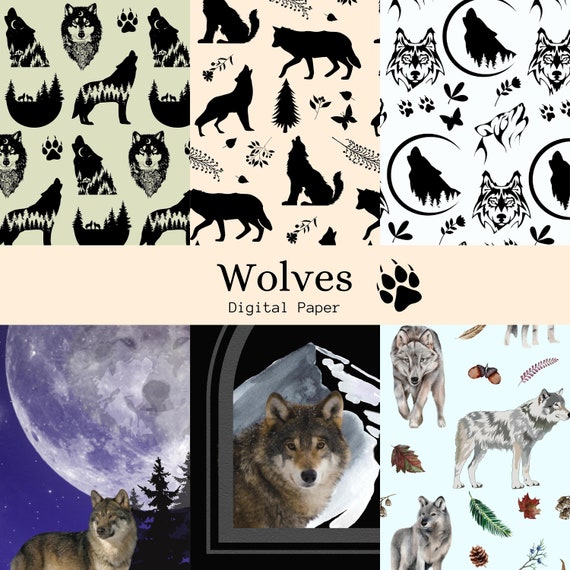 Wolves Digital Paper Wolf Scrapbook Paper - Etsy