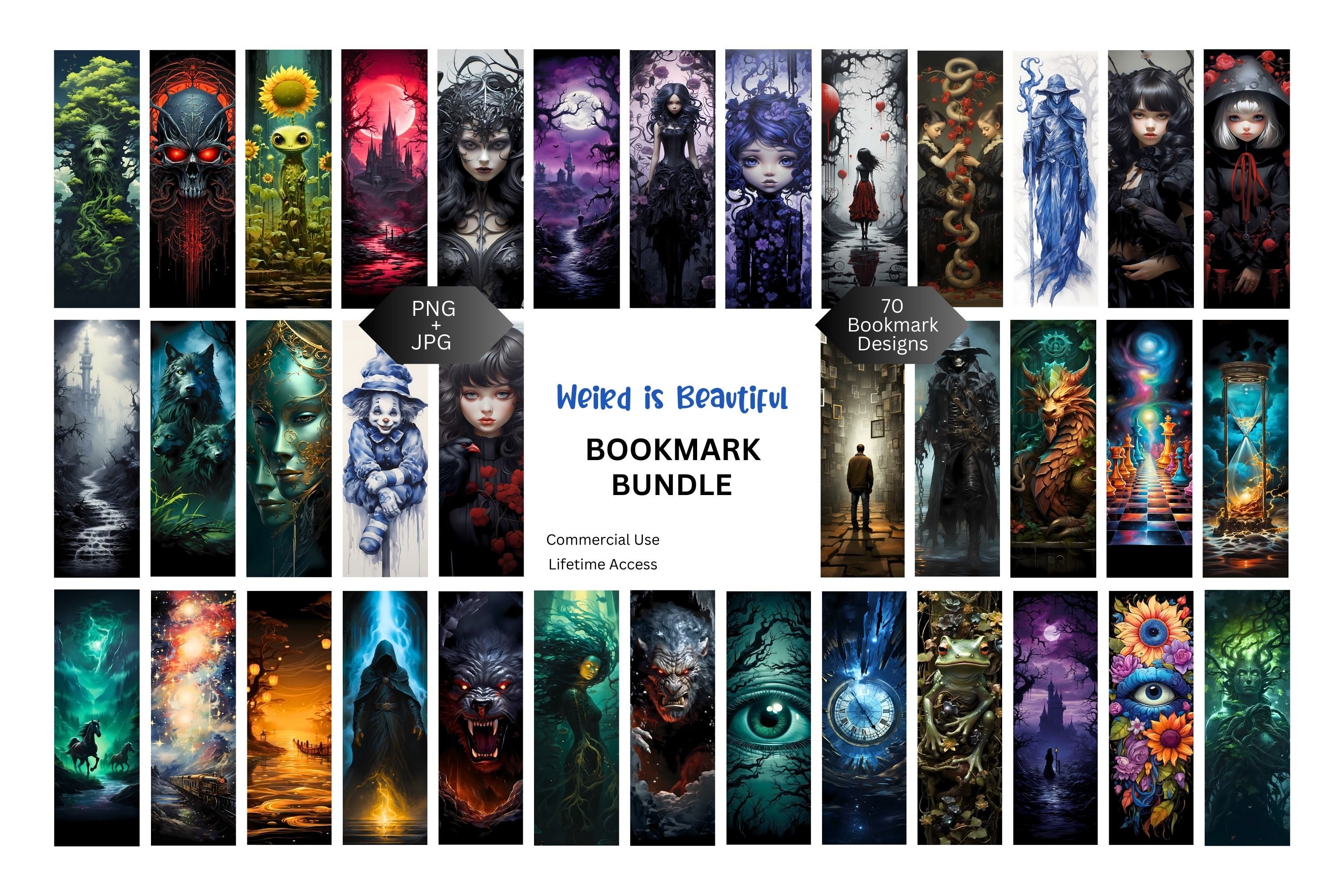 Weird is Beautiful Bookmark Bundle Bookmark Designs PNG - Etsy