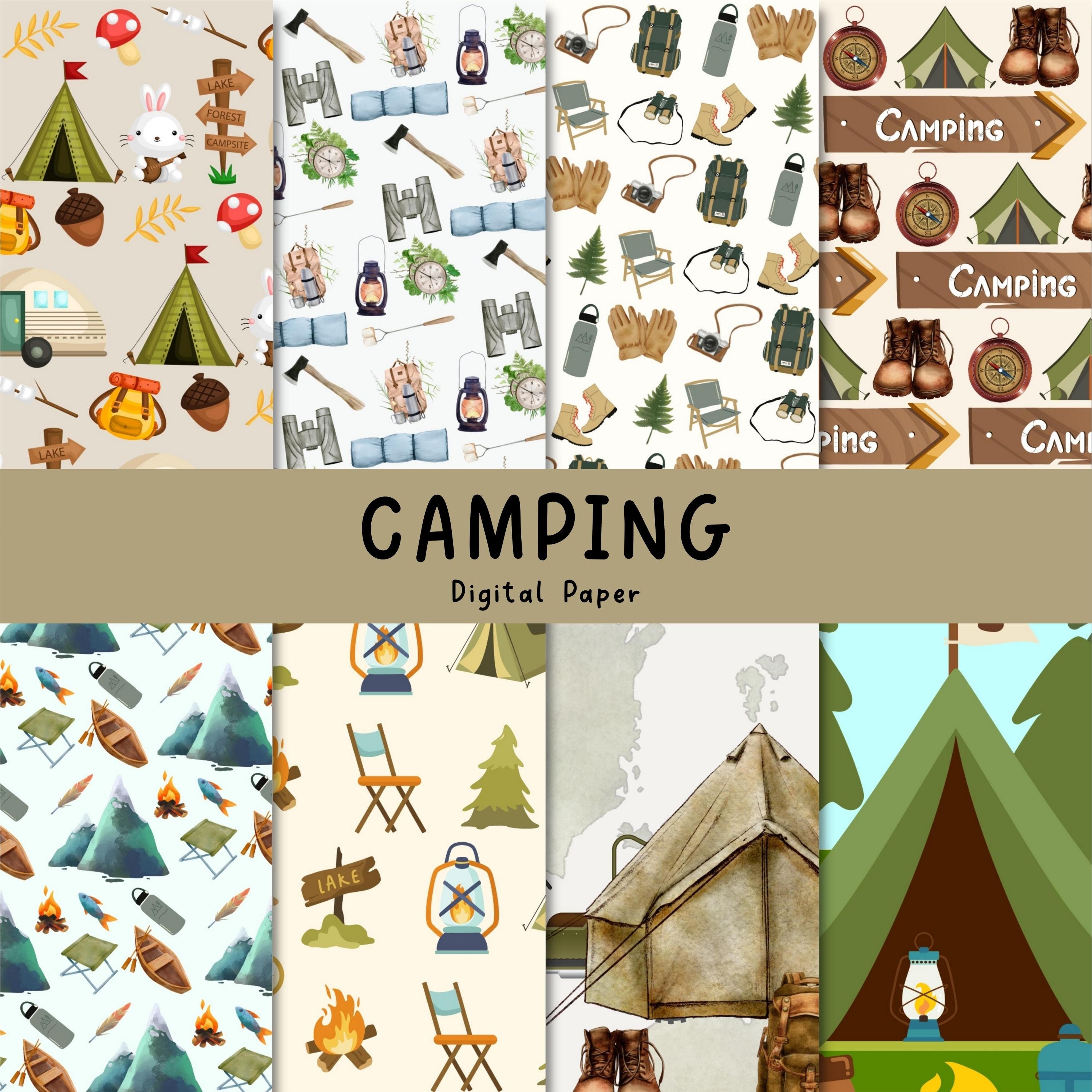 Camping Digital Paper Camping Scrapbook Paper Junk - Etsy