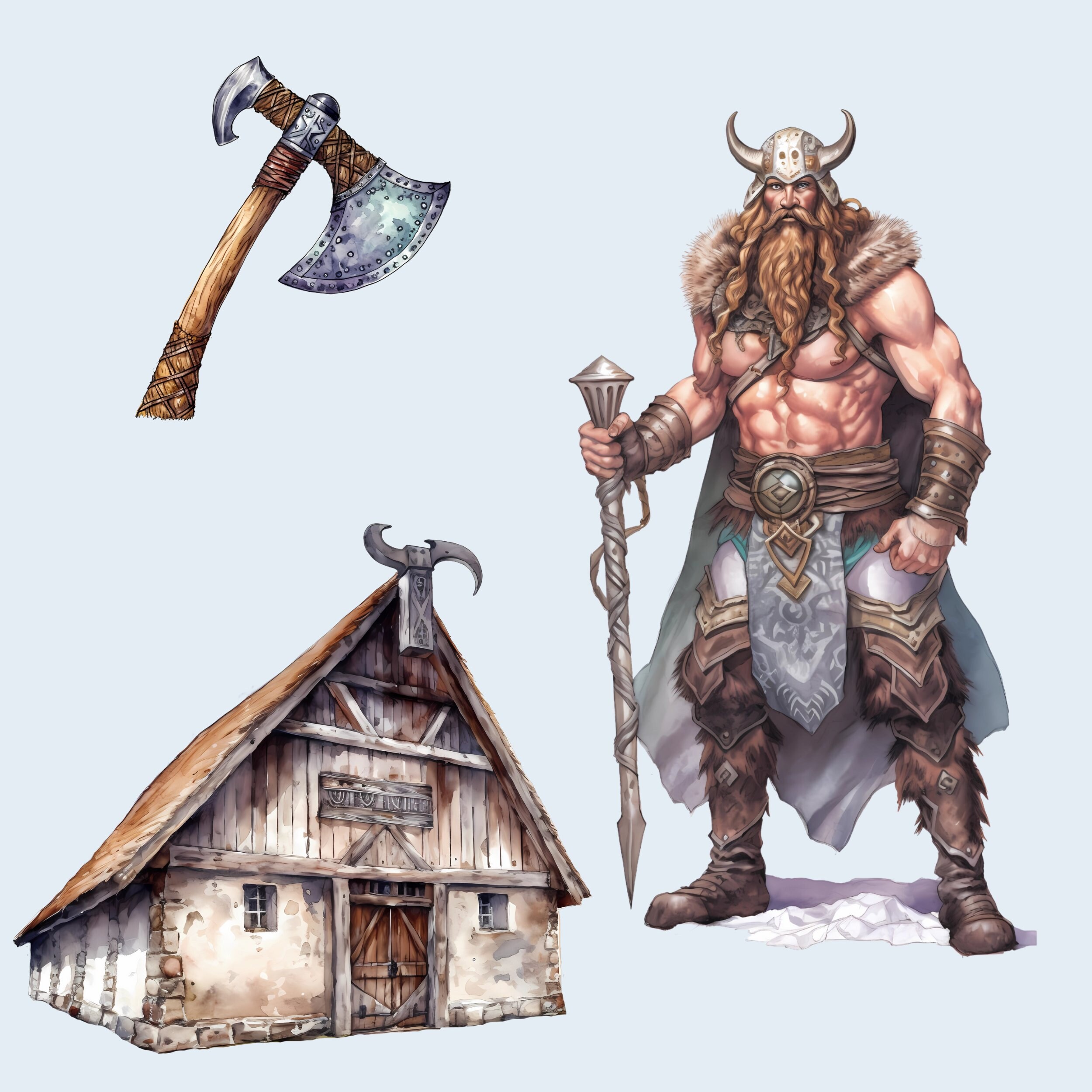 Viking Clip Art Vikings, Watercolor, Clipart, Scrapbook, Cards ...