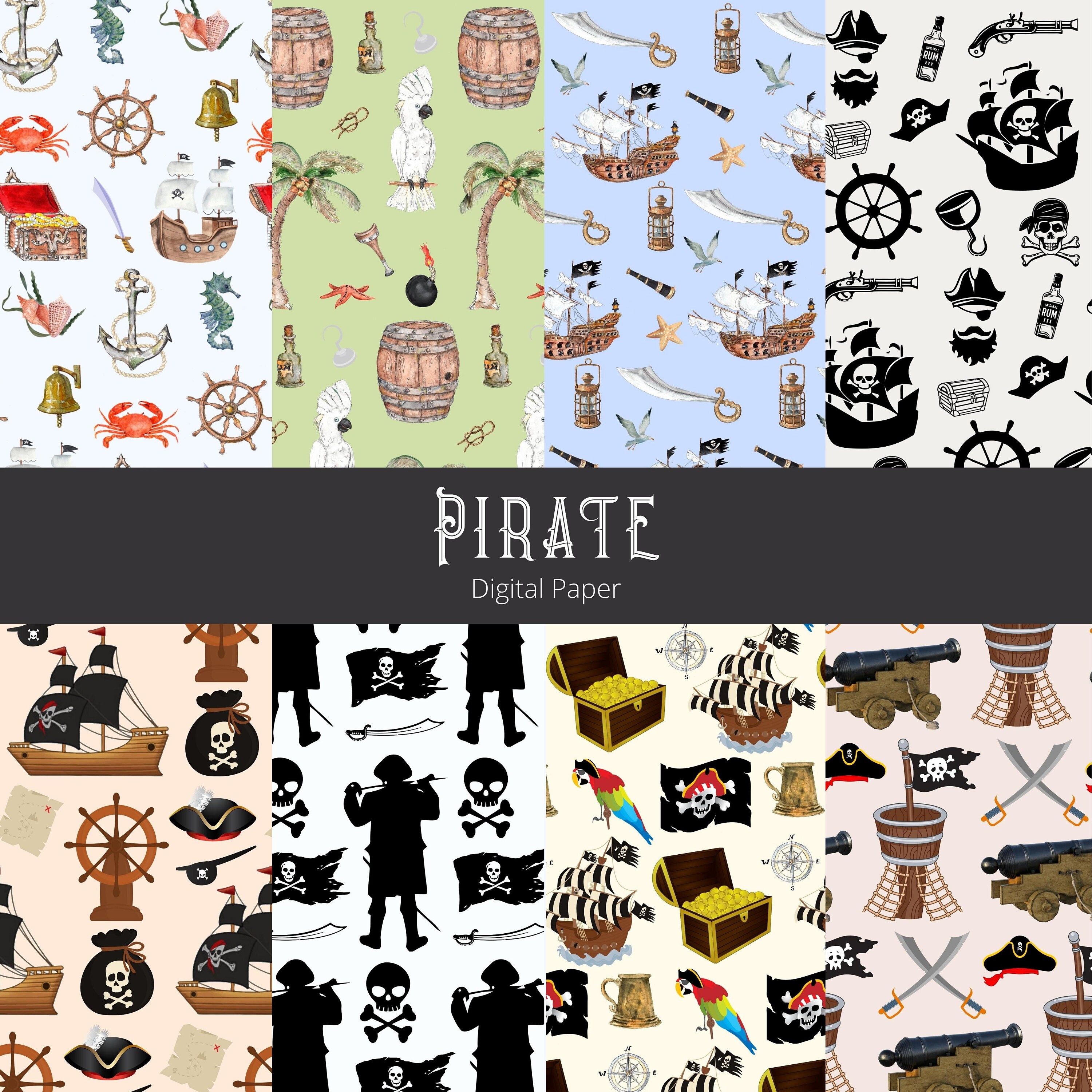 Pirate Digital Paper Pirates Scrapbook Paper, Craft Paper, Junk ...