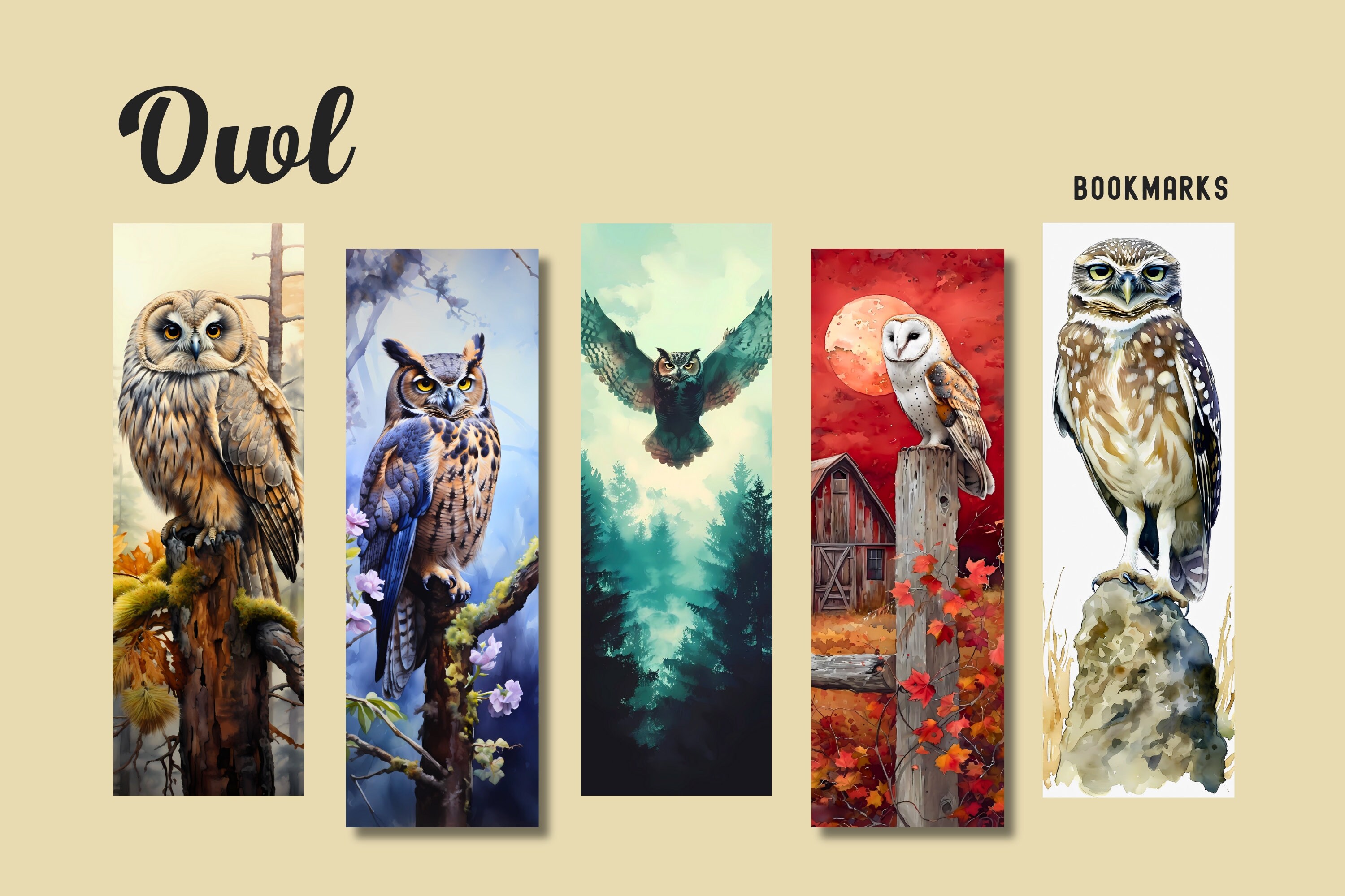 Owl Bookmarks - Owl PNG, Owl Downloadables - Etsy