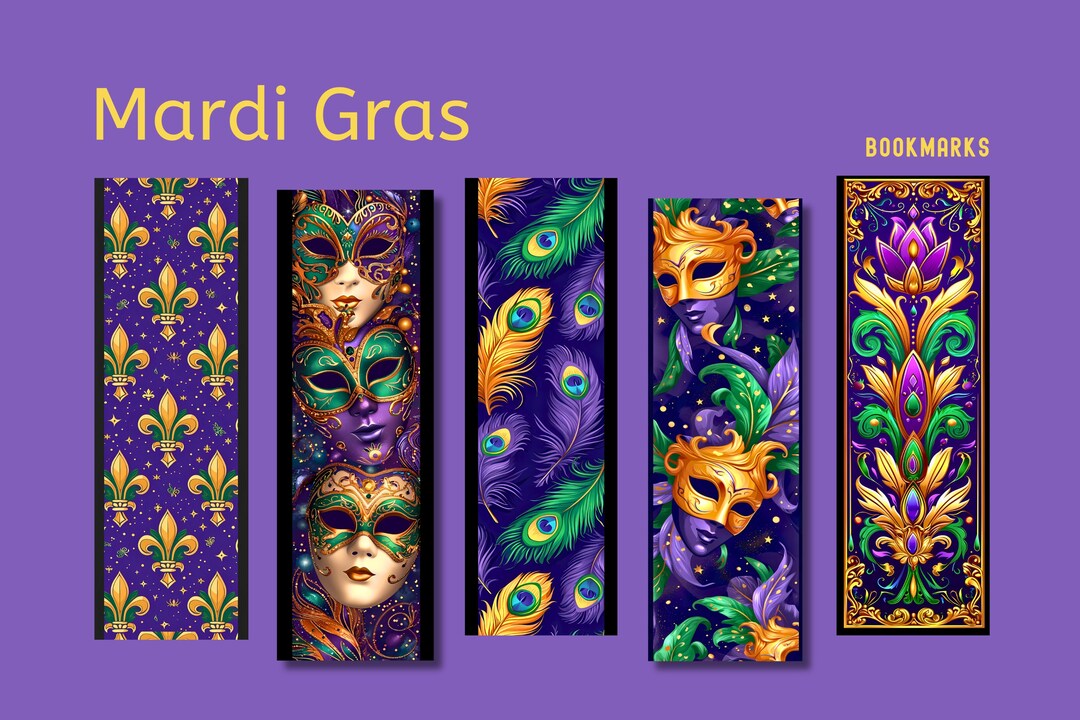 Mardi Gras Bookmarks - Mardi Gras PNG, Mardi Gras Sublimation Designs ...