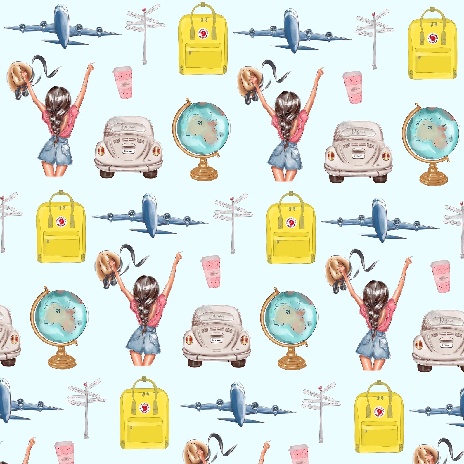 Travel Digital Paper Travel Scrapbook Paper, Vacation Pattern Paper ...