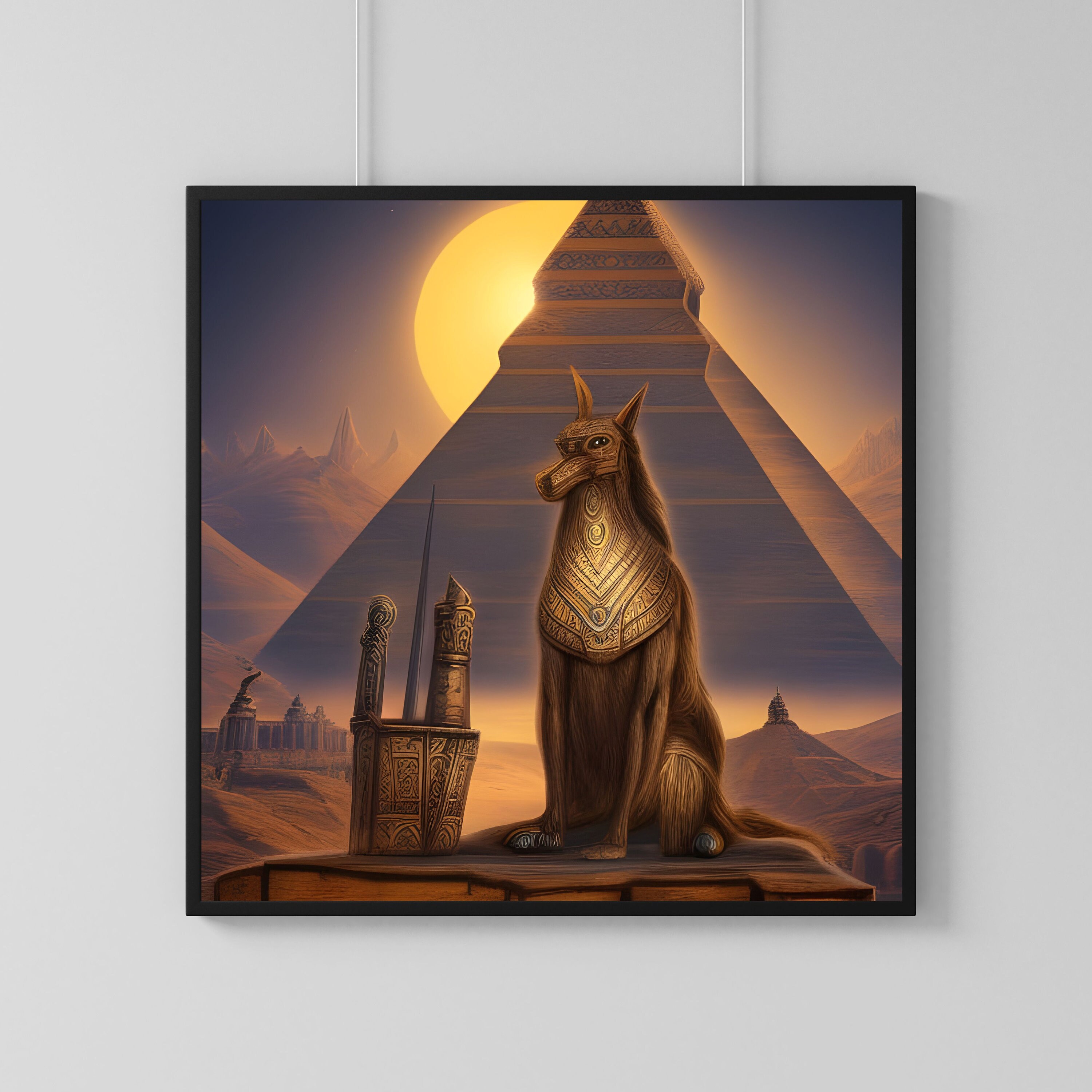 Anubis and Pyramid Wall Art, Poster, AI Art, Digital Print, Printable ...