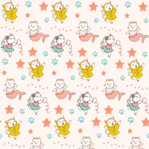 Cats Digital Paper - Cute Cats Patterned Paper, Scrapbook Paper, Cat ...