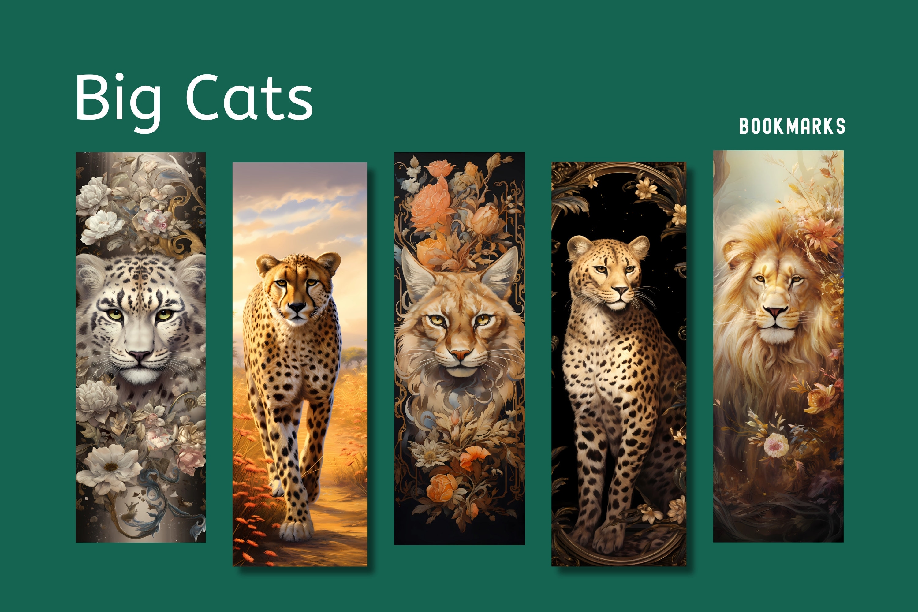 Big Cat Bookmarks - Wildcats, PNG, Sublimation - Etsy
