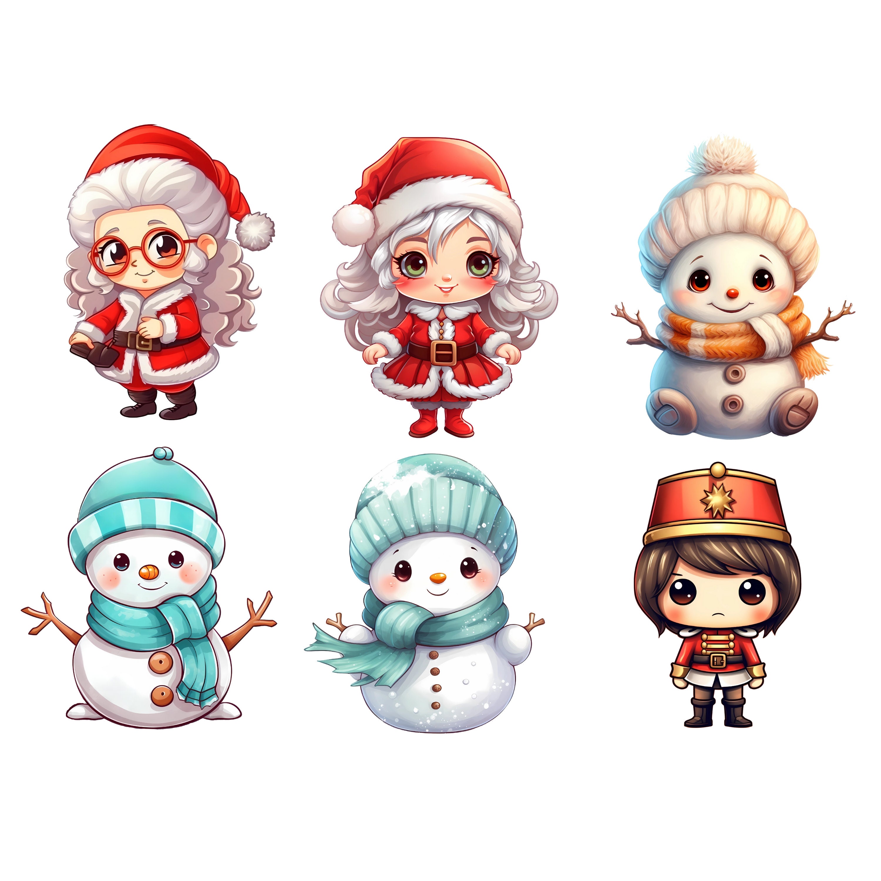 Chibi Christmas Clip Art Santa, Mrs. Claus, Reindeer, Presents, Elves ...