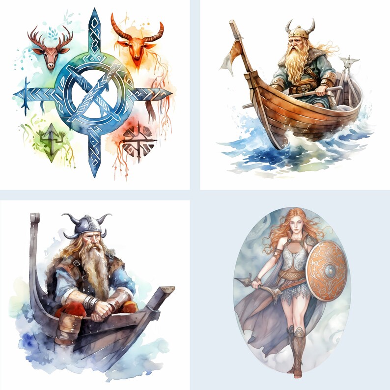 Viking Clip Art Vikings, Watercolor, Clipart, Scrapbook, Cards ...