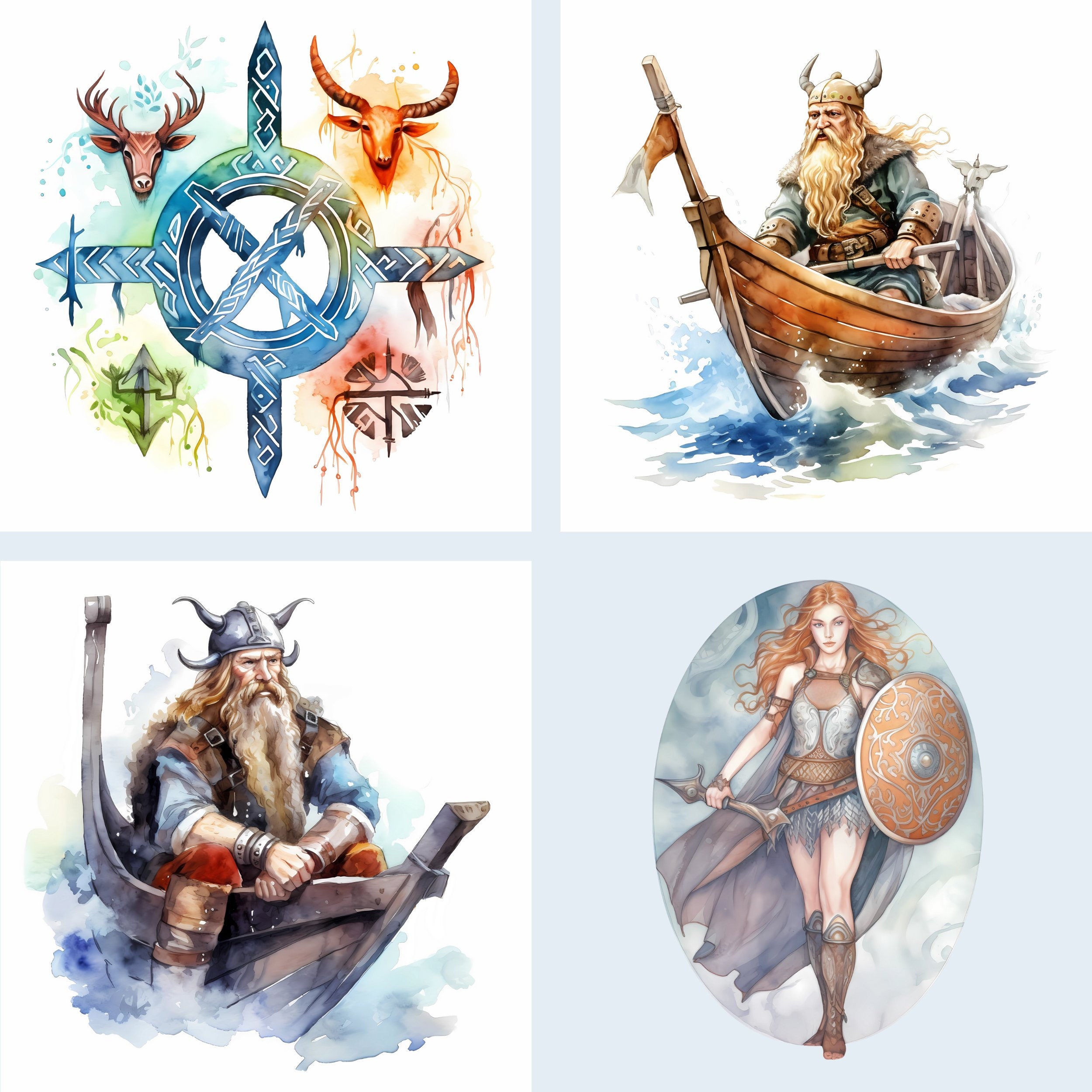 Viking Clip Art Vikings, Watercolor, Clipart, Scrapbook, Cards ...