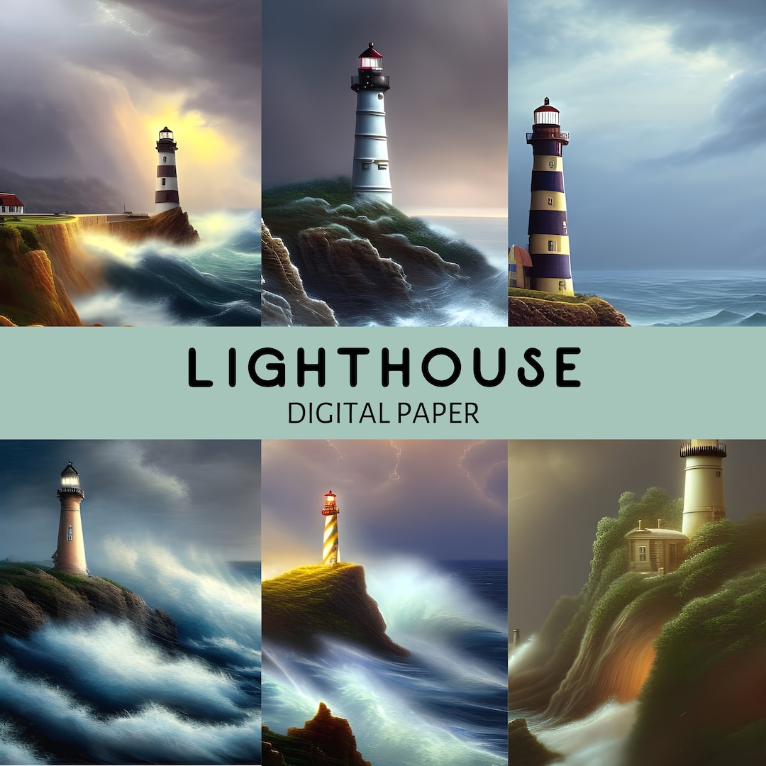 Lighthouse Digital Paper - Digital Print, Wall Art, Poster, Scrapbook ...