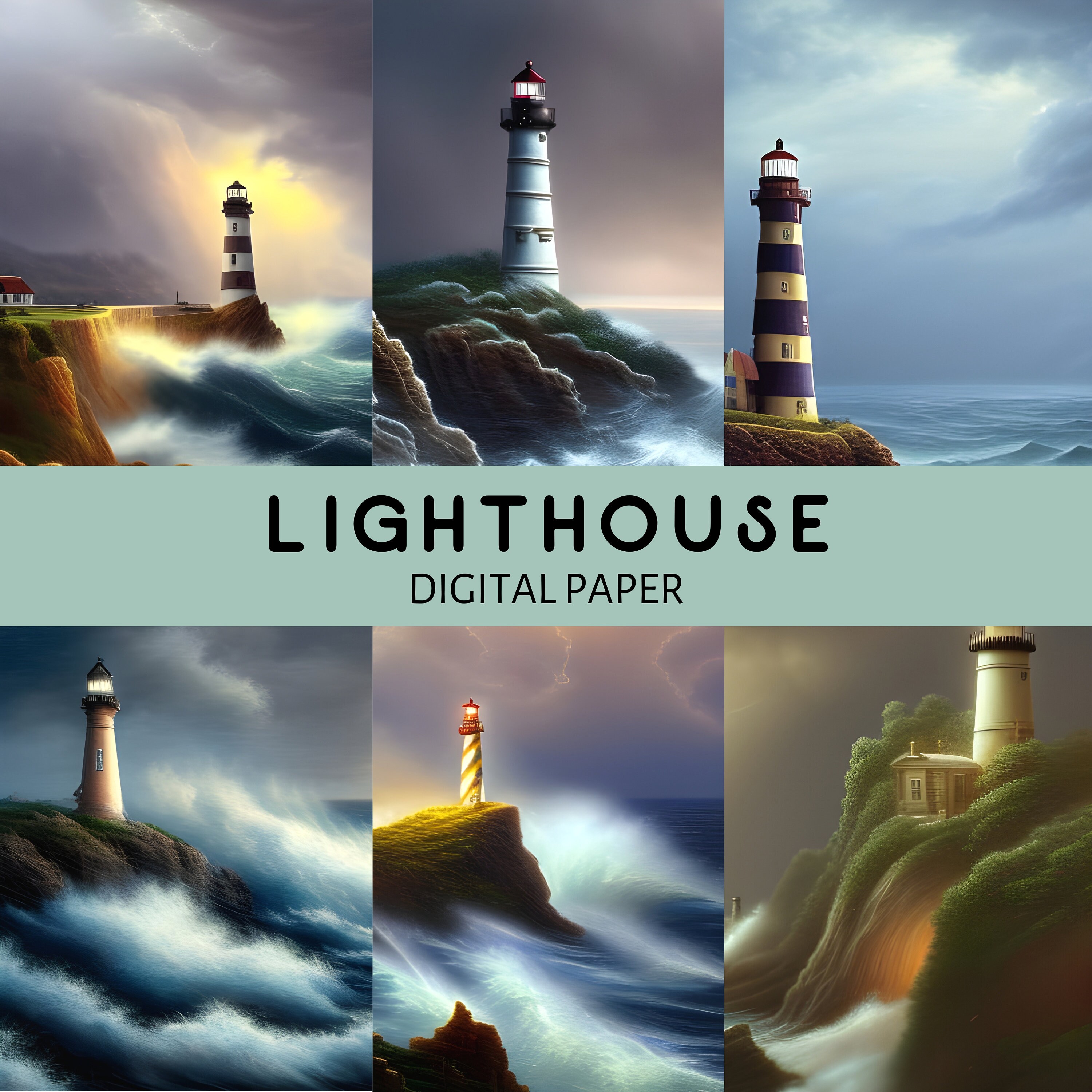 Lighthouse Digital Paper Digital Print Wall Art Poster - Etsy