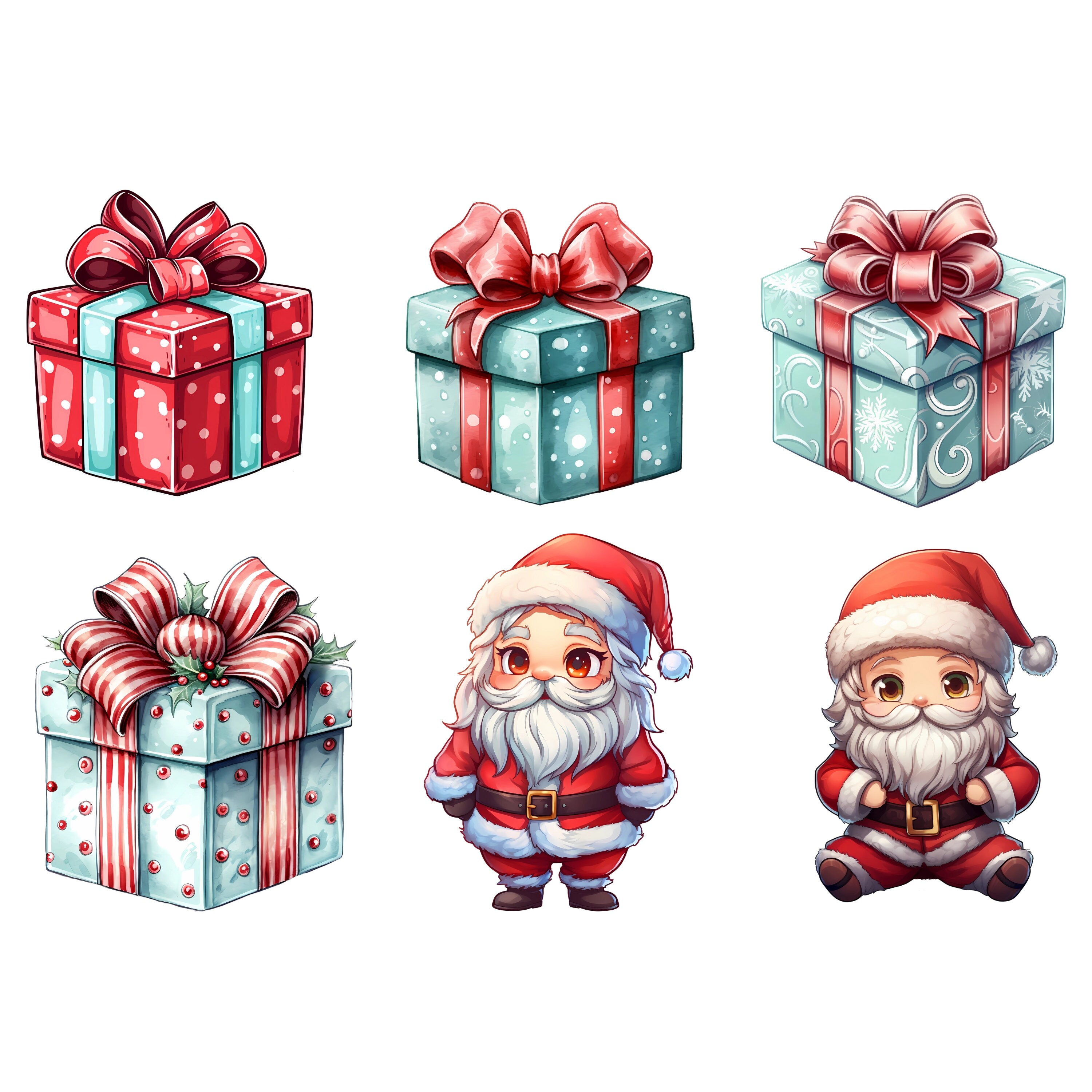 Chibi Christmas Clip Art Santa, Mrs. Claus, Reindeer, Presents, Elves ...