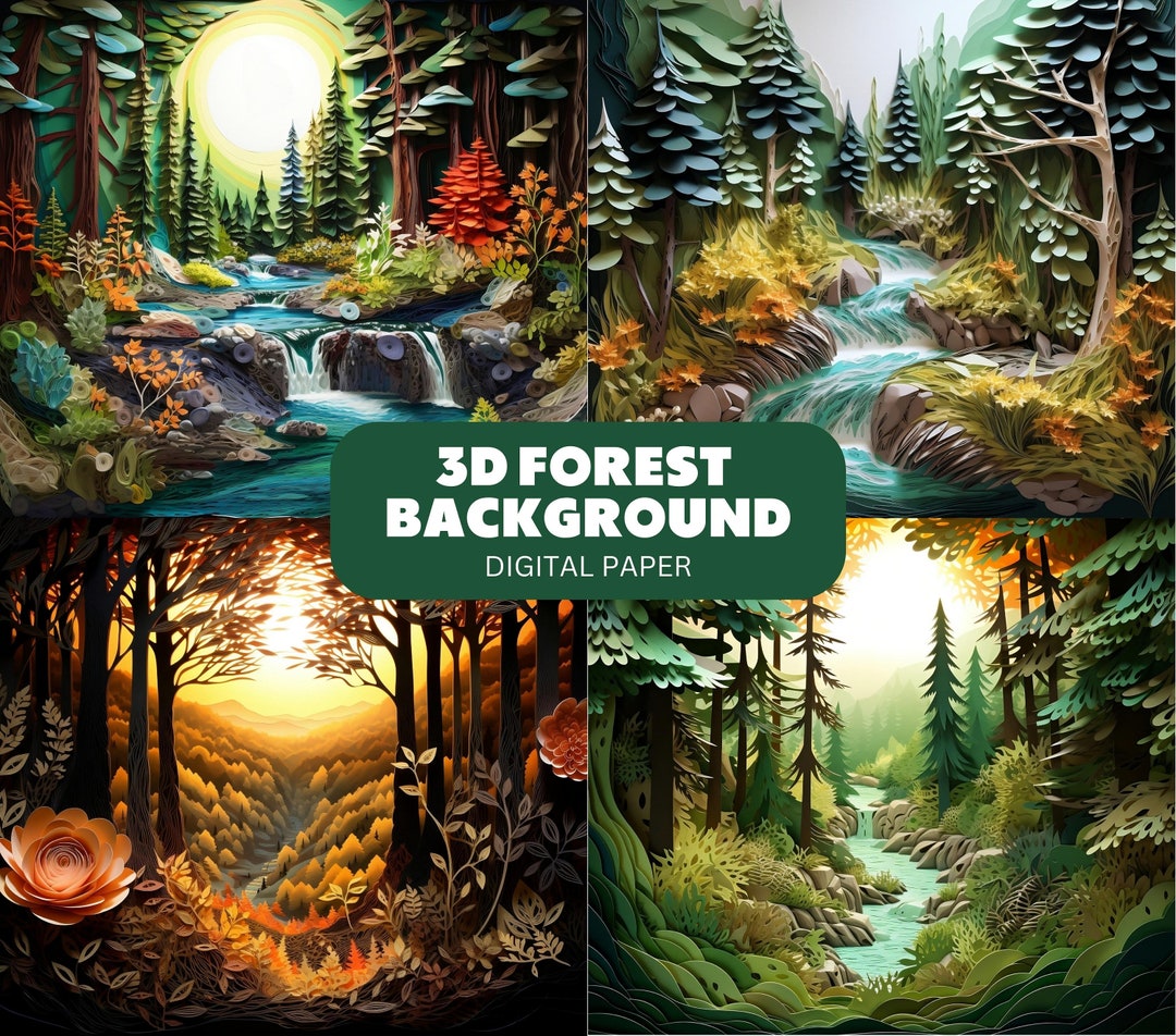 3D Forest Background Digital Paper - Etsy