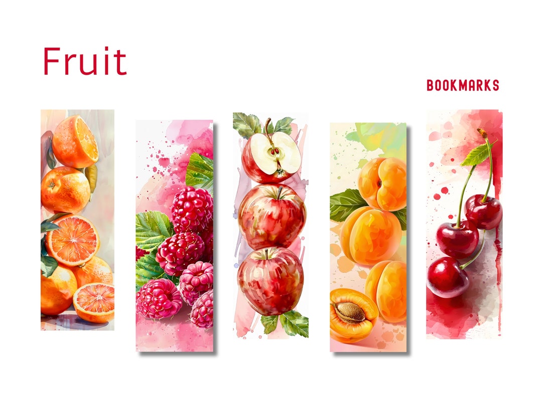 Fruit Bookmarks - Digital Bookmark Sublimations, PNG - Etsy