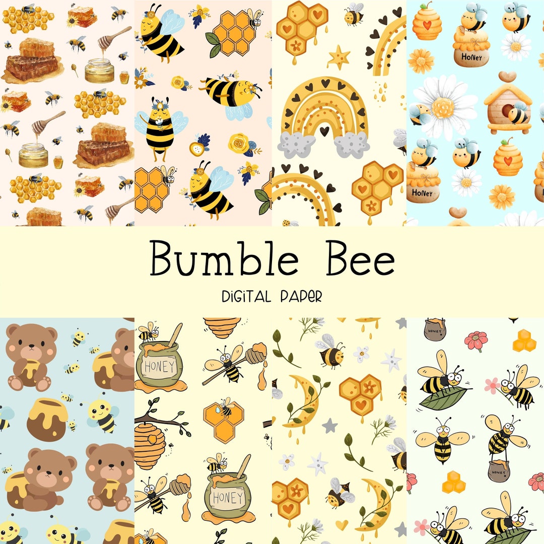 Bumble Bee Digital Paper - Bees Scrapbook Paper - Pattern Papers - for ...