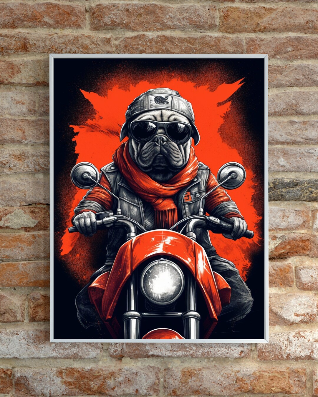 Motorcycle Pug - Pug Dog, Motorcycle, Wall Art, AI Art, Poster ...