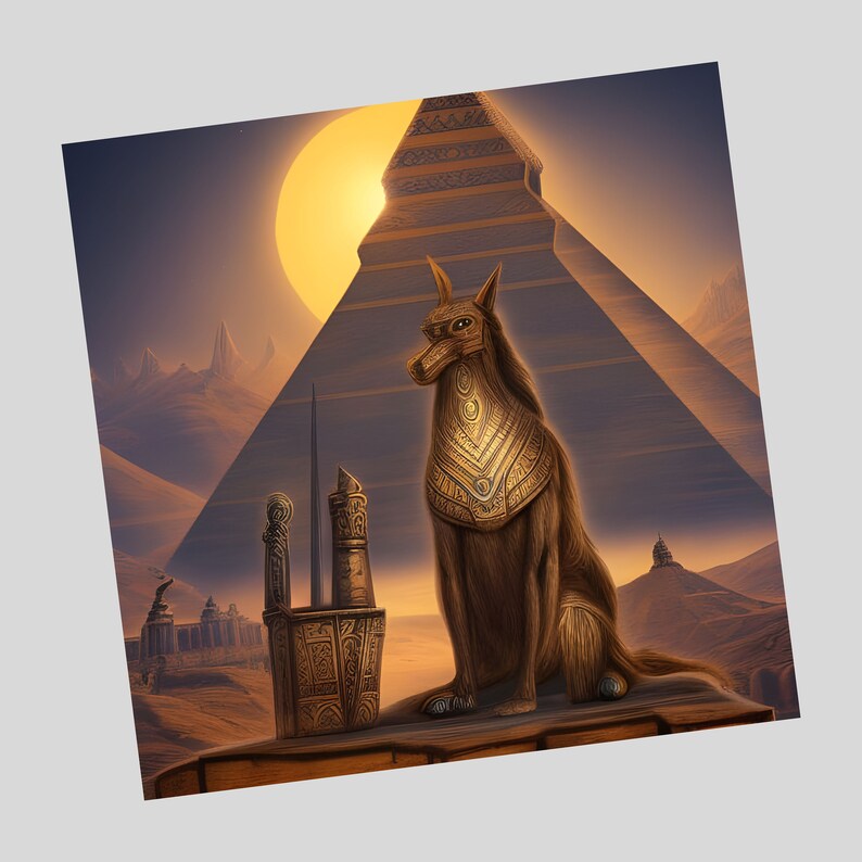 Anubis and Pyramid Wall Art, Poster, AI Art, Digital Print, Printable, Instant Download ...