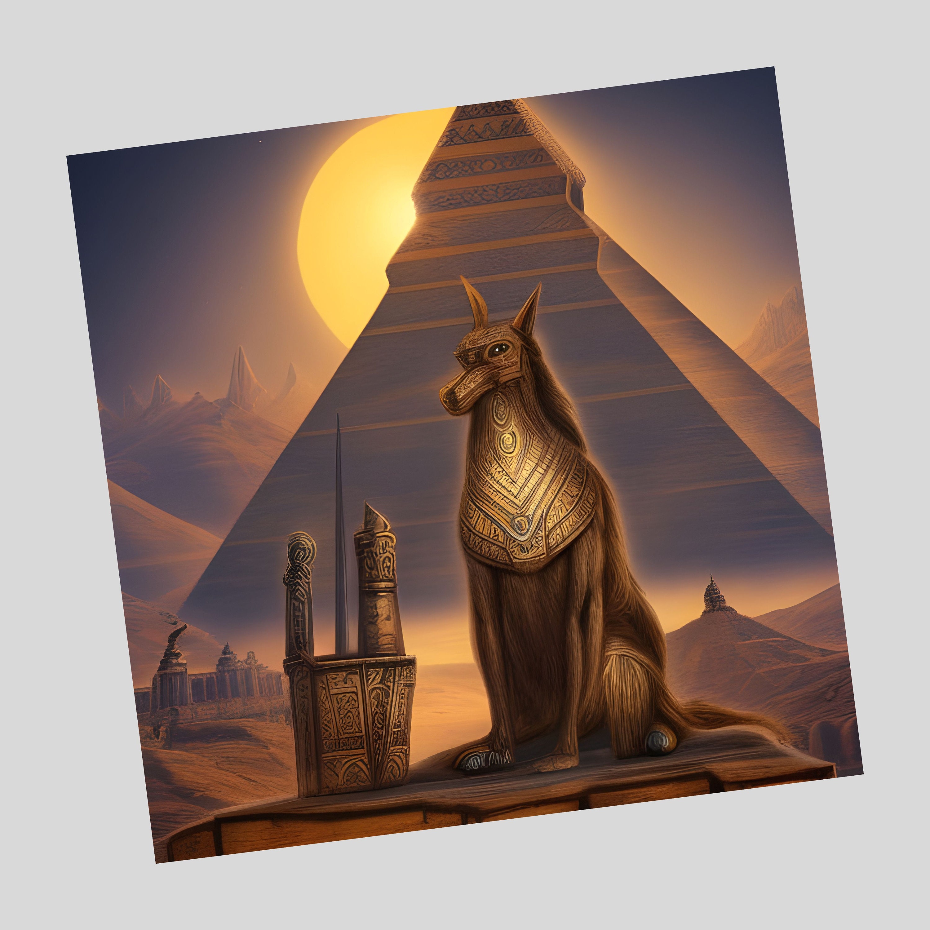 Anubis and Pyramid Wall Art, Poster, AI Art, Digital Print, Printable ...