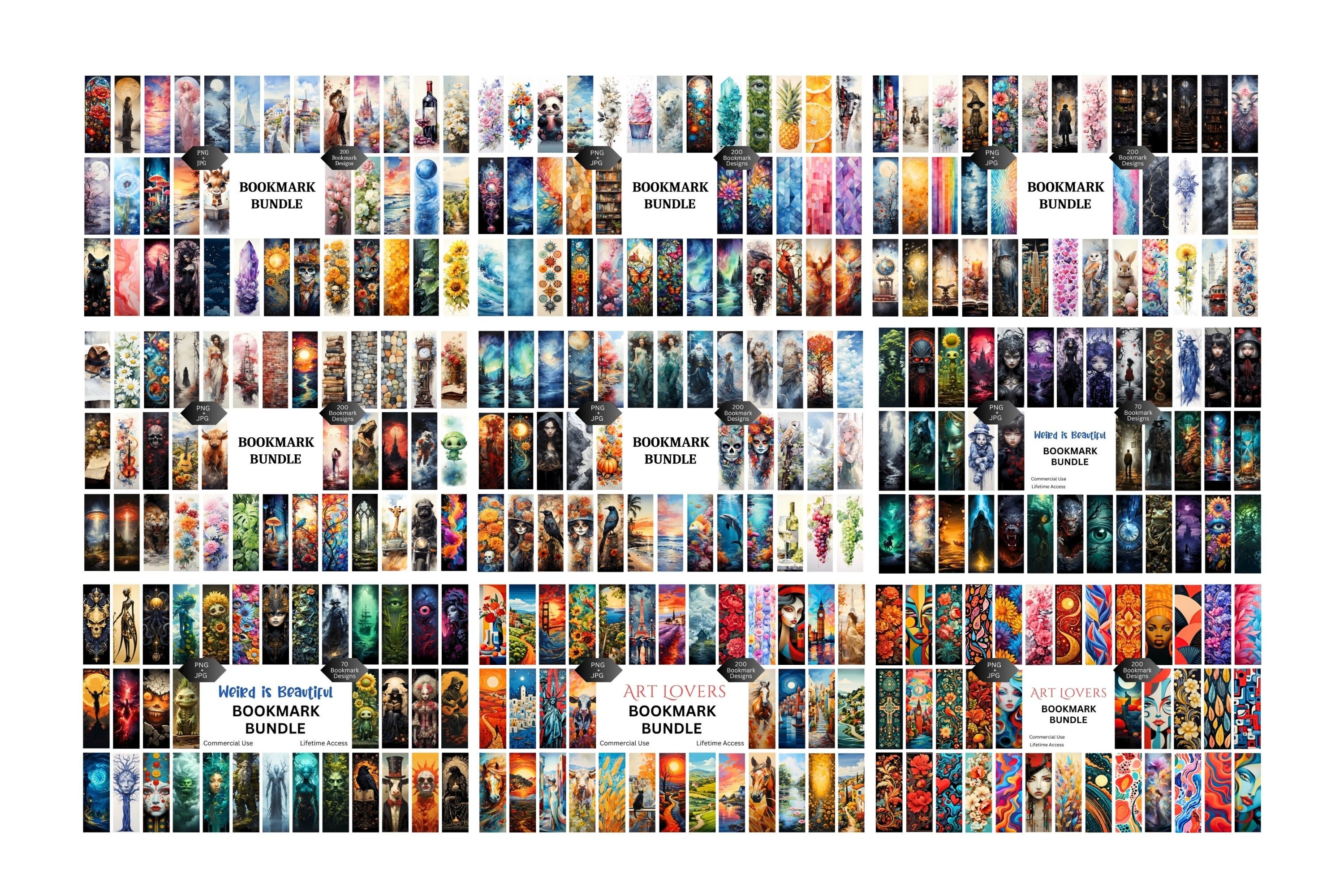 MEGA Bookmark Bundle - 1200+ Bookmark Designs, PNG + JPG, Sublimation ...