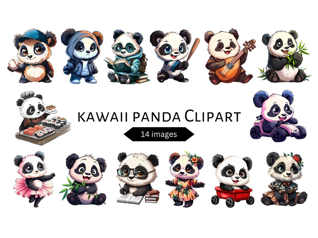 Kawaii Panda Clip Art - Chibi Pandas, Clipart, Scrapbook, Cards ...