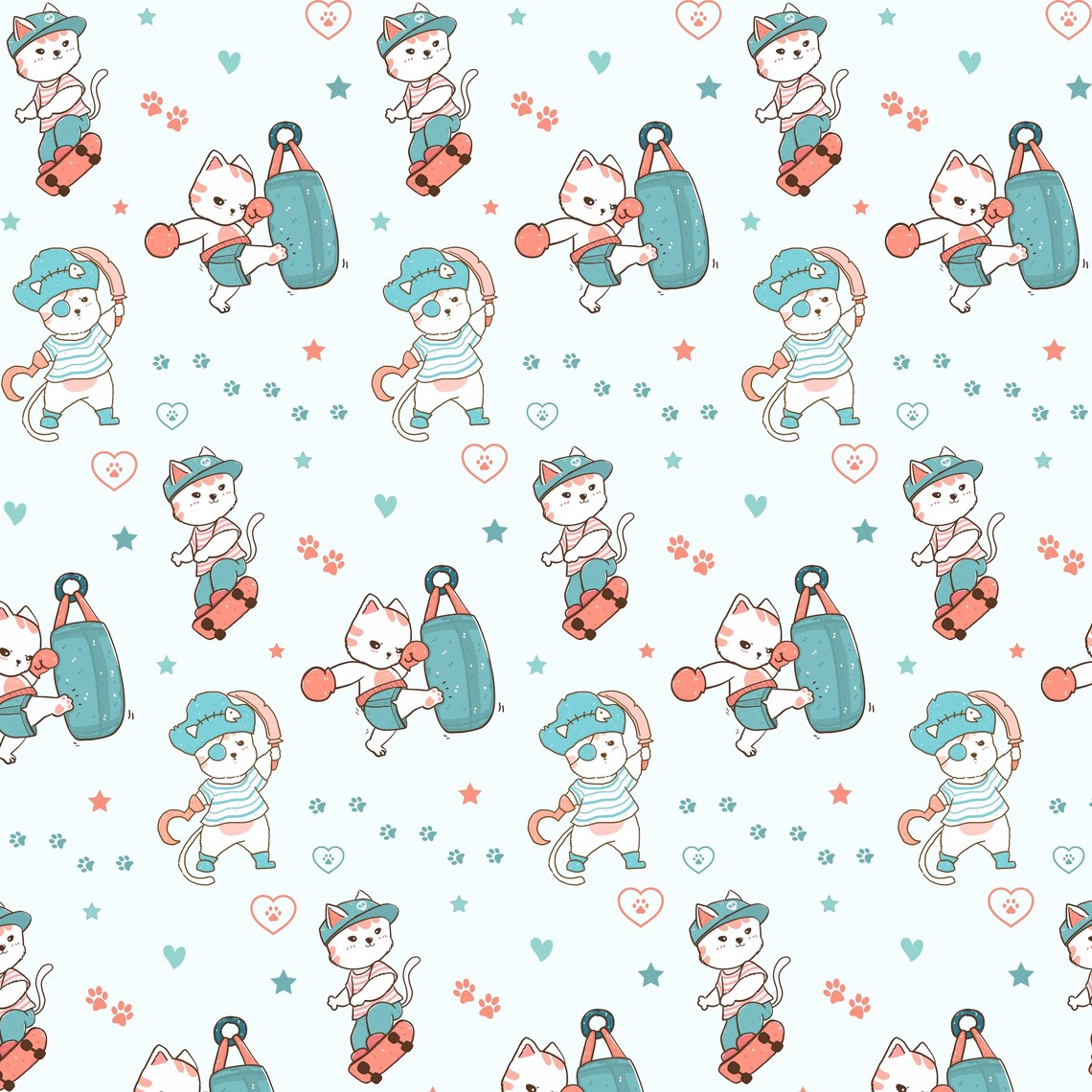 Cats Digital Paper Cute Cats Patterned Paper Scrapbook - Etsy