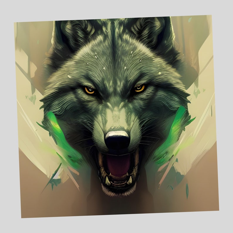 Fierce Wolf Digital Paper Digital Art Wall Art Poster - Etsy